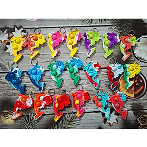 Roaqua (Students Gifts and Dolphin Party Favors) 20 Packs Bulk Mini Pop for Kids,Cool Shape Sensory Small Bubble Fidget Tools