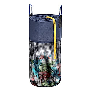 Clothespin Holder Bag Outdoor, Large-capacity Mesh Clothespin Storage Organizer with Hook, Drawstring Closure, Ventilation and machine washable for storing clothes clips, socks and toys