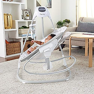 Ingenuity 2-in-1 SimpleComfort Lightweight Compact 6-Speed Multi-Direction Baby Swing & Rocker, Vibrations & Nature Sounds, 0-9 Months 6-20 lbs (Raylan)