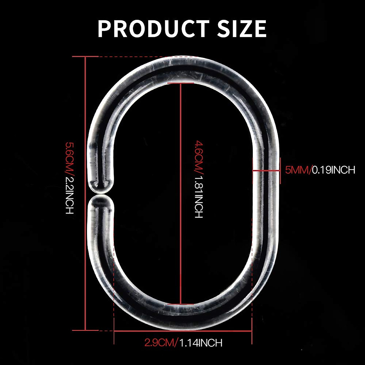 FANDAMEI 36 Pieces Shower Curtain Rings, Plastic Shower Curtain Hooks Hanger for Bathroom Shower Window Rod, C Shaped Shower Hooks for Shower Curtain