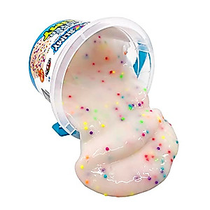Cra-Z-Slimy 24oz Premade Slime, Cake Batter Scented Clear Slime Stretchy Glossy Non-Sticky 1.5lb Slime Bucket with Add-ins