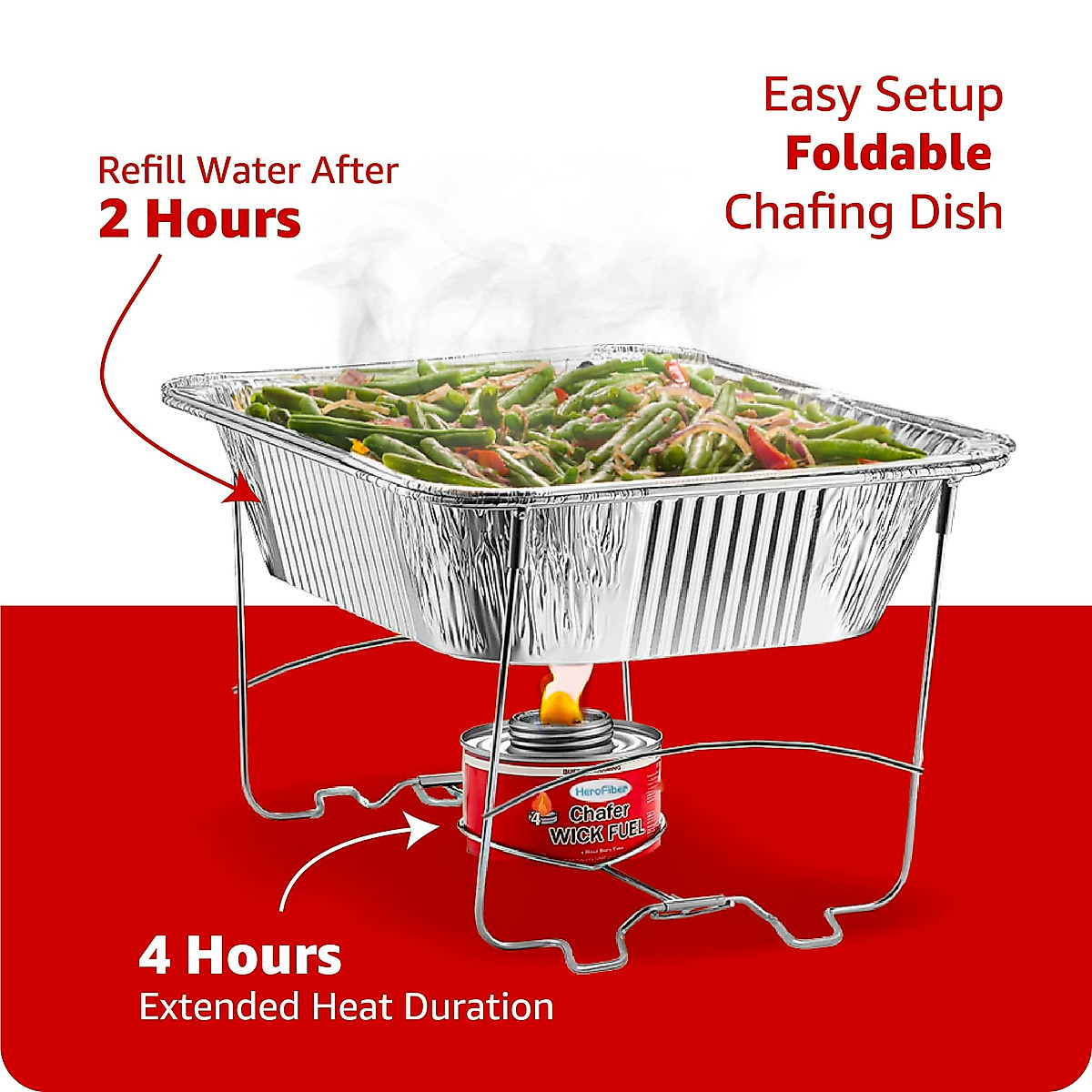 Disposable Chafing Dish Buffet Set, Food Warmers for Parties, Catering Supplies Buffet Display, Complete Premium Set, Half Size Single Pan, Warming Trays (6 Pack)
