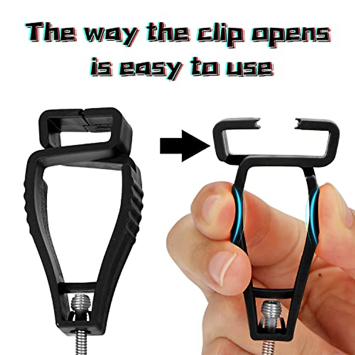 HEBELLE 4-Pack Glove Clips for Work Gloves, Ideal for Construction, Black