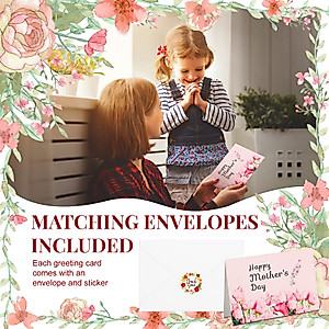 Faccito 24 Sets Mother's Day Greeting Cards with Envelopes Stickers Mother's Day Cards Bulk 5.9 x 3.9 Inches Mother Birthday Card 6 Assorted Happy Mother's Day Loving Small Note Card for Birthday Gift