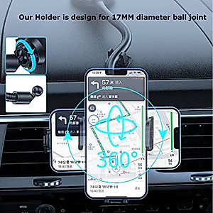 Car Phone Holder Mount,Dashboard/Windshield/Air Vent Cell Phone Holder,Gooseneck Long Arm Cradle Anti-Shake Handsfree Stand Compatible with iPhone and All Smart Phones,Universal 2 in 1 Phone Holder