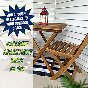 Patio Wise Folding Outdoor Patio Table, Foldable Acacia Wood Bistro Deck Bar, Small Portable Apartment Balcony & Porch Furniture, 23½ Inches Long x 23½ Inches Deep x 28¼ Inches High, Teak