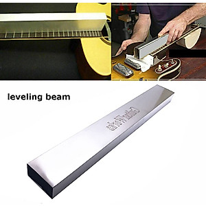 Jiayouy 4Pcs Luthier Tools Set Dual Scale Guitar Neck Notched Straight Edge String Action Gauge Ruler Fret Rocker Fret Leveling Beam for Guitar and Bass Setup Tool Stainless Steel