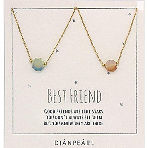 Best friend necklace, BFF Necklace, friendship necklace for 2, Gold dainty necklace, simulated gemstone necklace, valentines day