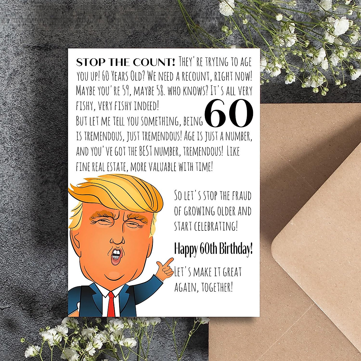 Funny 60th Birthday Card, 60 Birthday Card for Women Men, Birthday Card Decoration Gifts for Him or Her Turning 60 Years Old (5 x 7 Inch Birthday Card with Kraft Envelope)