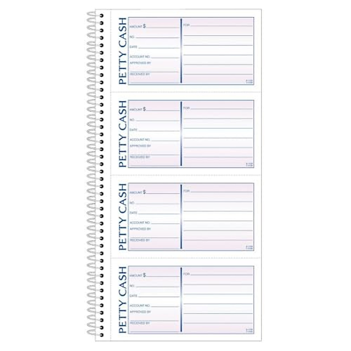 TOPS Spiral Petty Cash Receipt Book, 2-Part, Carbonless, 4 Messages per Page, 200 Sets per Book (4109)