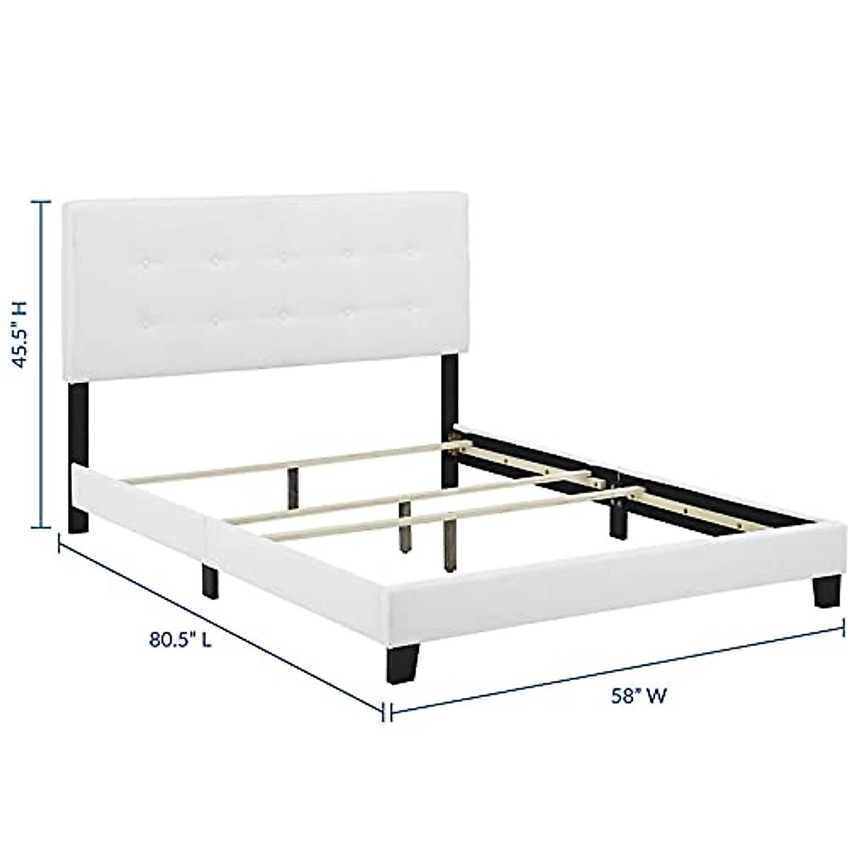 Modway Amira Tufted Fabric Upholstered Full Bed Frame With Headboard In White
