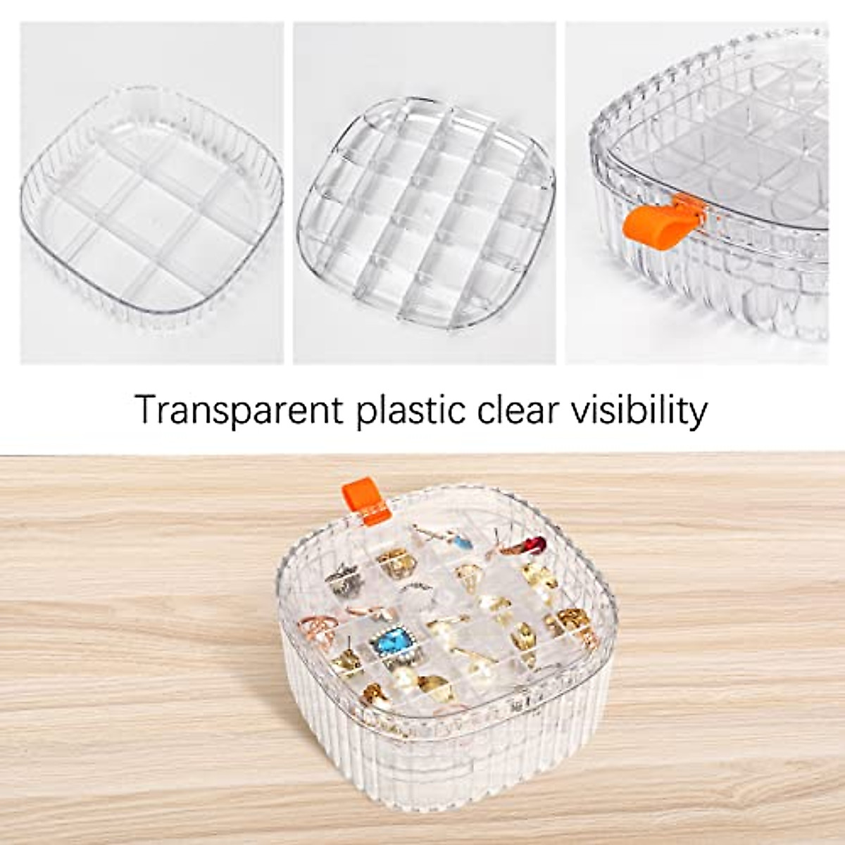 Unaone Jewelry Organizer Box, Acrylic Earring Organizer Jewelry Box with Compartment Tray, Clear Display Storage Box for Rings Bracelet Necklaces, 3 Layer Travel Jewelry Case Gift for Women Girls