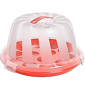 Cake Cupcake Carrier with Lid and Handle | 9" Round Cake Container Holder with Dome Cover | Plastic Pie Carrier Cake Storage Container | Easy Transport for Bunt Cake Keeper Platter Tray