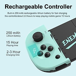 Mobile Game Controller, PXN P30PRO Retractable Low Latency FPS Game Gamepad, Micro USB Plug and Play E-Sports Gamepad for 4-6.67inch (Stretch: 6.5) Android/Apple/Samsung Smartphones - Cyan