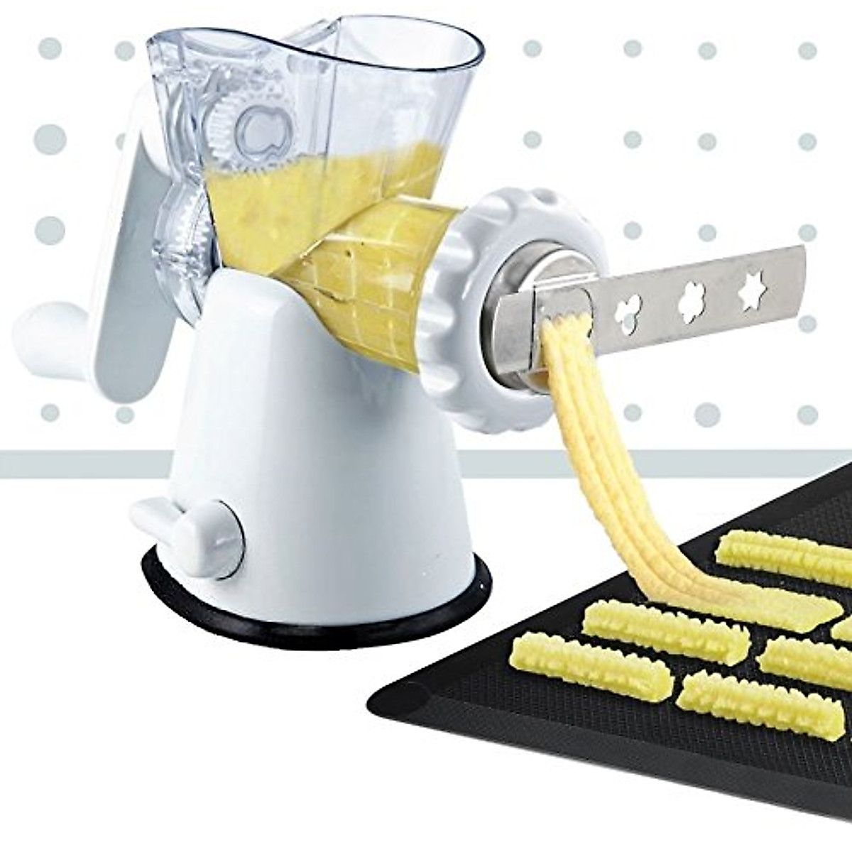 Tredoni Long/Elongated Biscuits Cookie Maker Schablone/Bar #No.8 Meat Mincer Attachment, 4 Patterns Churros Dough Pastry Maker
