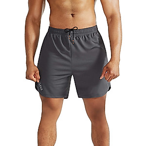 NELEUS Men's 2 in 1 Running Shorts with Liner,Dry Fit Workout Shorts with Pockets,6070,2 Pack,Black/Grey,US L,EU XL
