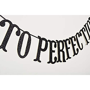Qttier Aged to Perfection Banner for 50th 60th 70th 80th 90th 100th Birthday Anniversary Party Decorations Assembled Supplies Decor Favors Bunting Photo Booth Props Sign (Black Glitter)