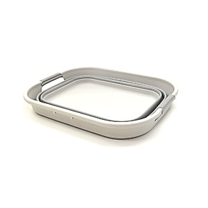 SAMMART Set of 2-19.5L (5.1 Gallon) Collapsible Plastic Storage Basket-Foldable Pop Up Storage Container/Organizer - Portable Washing Tub, Water Capacity 14.5L/3.8 Gallon (Set of 2, Grey)