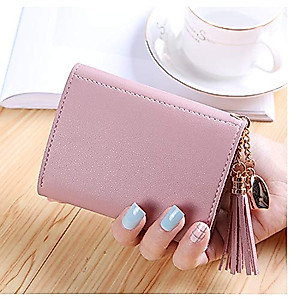 lomaifoer Small Wallet for Women，Ultra Slim Pu Leather Credit Card Holder Clutch Wallets for Women(pink)