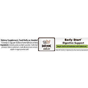 EarlyStart Digestive Support, probiotics, prebiotics and colostrum for dogs and cats. Recommended for young pets, upset stomach, diarrhea, allergies and immune function. Made in USA, 90 servings