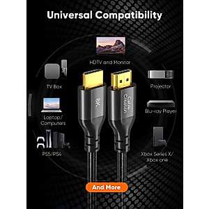 CableCreation 8K HDMI 2.1 Cable, HDMI for PS4 (48Gbps, 8K@60Hz) - 3.3 Feet, Xbox Series X HDMI Cable, eARC HDR HDCP 2.2 2.3