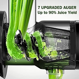 AMZCHEF Slow Masticating Juicer Bundled with Slicer Shredder Attachments, Cold Press Juicer With Silent Motor and Reverse Function,3 Interchangeable blades for Juicing and Shredding Cheese