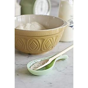 KitchenCraft Spoon Rest, Vintage Style Milk Glass, Jade Green,20.5 x 9 cm