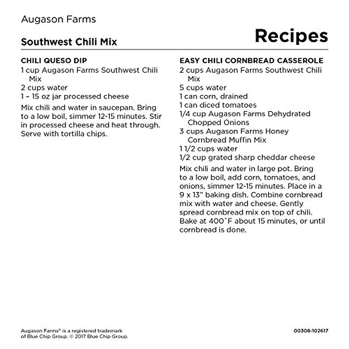 Augason Farms Southwest Chili Mix Net wt. 3 lbs 10 oz (1.65 kg)