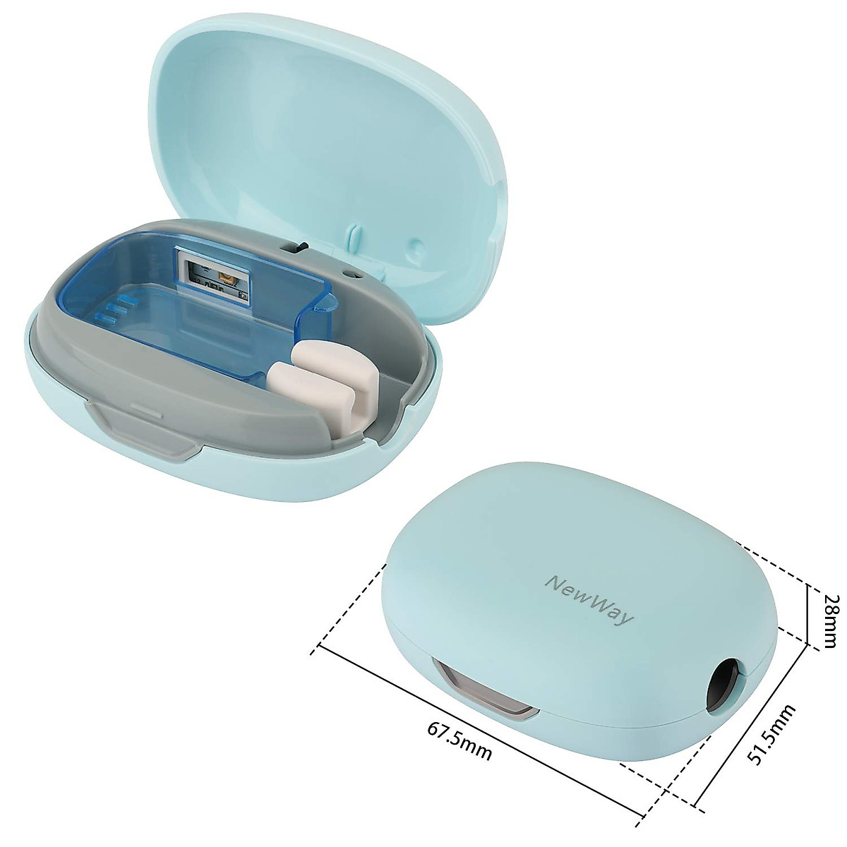 NewWay Mini Toothbrush Sterilizer Cover Rechargeable Travel Toothbrush Case with Holder for Houshold and Traving or Business Trip Blue