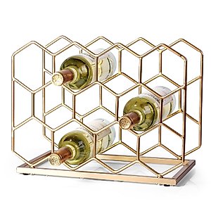 Drincarier 14 Bottle Countertop Wine Rack - Freestanding Modern Gold Metal Wine Rack - Tabletop Wine Holder Stand for Cabinet, Pantry, Wine Bottle Storage…