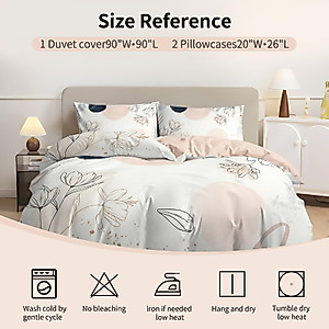 Rvciby Flower Duvet Cover Queen Size,Cotton with Polyester Duvet Cover Set Flower,3PCS Soft Microfiber Bedding Set with Corner Ties & Zipper Closure,1 Duvet Cover and 2 Pillow Shams