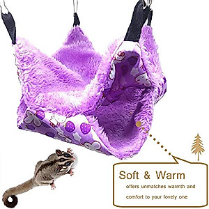 Oncpcare Pet Cage Hammock, Sugar Glider Hammock Ferret Bunk Bed Guinea Pig Cage Accessories Hamster Bedding Cozy Small Pet Bed for Chinchilla Parrot Squirrel Rat Playing Sleeping