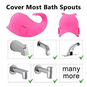 Bath Spout Cover, Faucet Cover Baby Bathroom Tub Faucet Cover Protector for Kids, Bathtub Spout Cover for Baby Kids Toddlers Protection Accessories Baby Safety Universal Bath Silicone Toys Whale Pink
