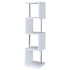 Coaster Home Furnishings Baxter 4-Shelf Bookcase White Chrome