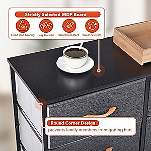 WAYTRIM Dresser for Bedroom, 8 Drawer Storage Organizer Tall Wide Dresser, for Closet, Living Room, Hallway, Dormitory, Sturdy Steel Frame, Wooden Top (Light Grey)