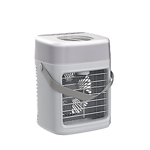 Portable Air Conditioner Fan, Rechargeable Evaporative Air Cooler, Personal Air Cooler Humidifier with 3-Speed, 90° Oscillating, 7 Colors Light, Aroma Discs, Desk Cooling Fan for Home Office Camping