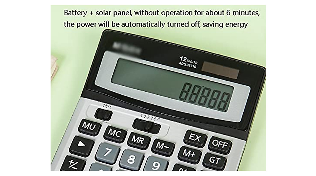 Dual Power 12-Digit Large-Screen Calculator for Students & Finance