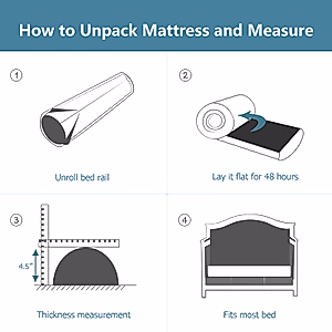 UBBCARE 66 Inches Extra Long Bed Rail, Memory Foam Rail Guard, Designed with Non-Slip Dot and 2 Strips, Washable Cover, Bed Rail for Baby, Toddlers, Kids, Fit for Twin, Full, Queen Size Bed