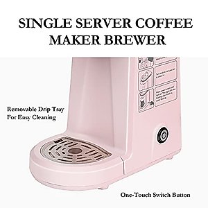 CHULUX Single Serve Coffee Maker,One Button Operation with Auto Shut-Off for Coffee and Tea with 5 to 12 Ounce,Pink
