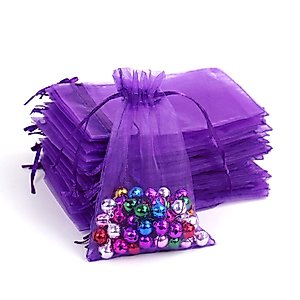 Lautechco 100Pcs Organza Bags 3x4 inches Purple Organza Gift Bags Small Mesh Bags Drawstring Gift Bags Christmas Drawstring Organza Gift Bags (3x4 inches Purple)