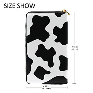 My Little Nest Women Genuine Leather Wallet Purse Black and White Cow Card Case Leather Clutch Holder Organizer Ladies Purse