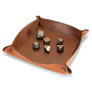 Handmade Genuine Leather Collapsible Dice Tray for Dungeon and Dragons and Other RPG Games (Brown)
