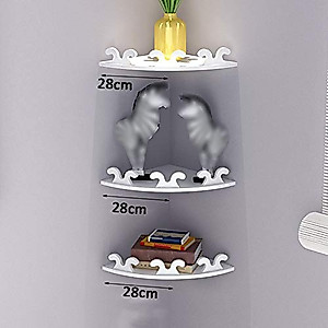 PIBM Stylish Simplicity Shelf Wall Mounted Floating Rack Shelves Storage Bedroom 3 Pieces Set,Radius 22Cm / 25Cm / 28Cm,2 Types Avaliable,White, 1# , Radius 28cm