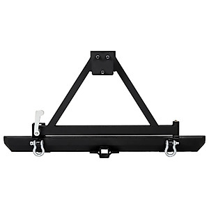 YUFUDE Rear Bumper with Tire Carrier & D-Ring Fits YJ & TJ (Black, Iron Steel),Easy to install,Free return