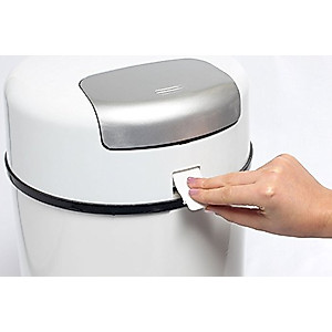 Bubula Premium Steel Diaper Waste Pail with Air Tight Lid and Lock, White/White