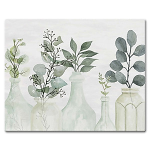 CounterArt "Nature's Greenery" 3mm Heat Tolerant Tempered Glass Cutting Board 15” x 12” Manufactured in the USA Dishwasher Safe