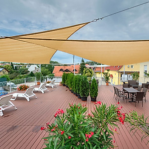 Amylove 12' x 12' x 12' Triangle Sun Shade Sail with 60 Pcs Stainless Shade Sail Hardware Kit Shade Canopy Water Permeable UV Block Cover for Outdoor Backyard