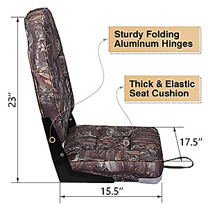 Leader Accessories A Pair of Elite Low/High Back Folding Fishing Boat Seat (2 Seats) (A-Camo)