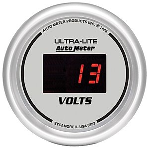 Auto Meter 6593 Digital Silver 2-1/16" 8-18 Volts Voltmeter Gauge