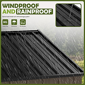 TREEVAN Outdoor Storage Sheds 10x10 FT, Outdoor Metal Shed with Vents and Lockable Door for Patio Storage, Brown